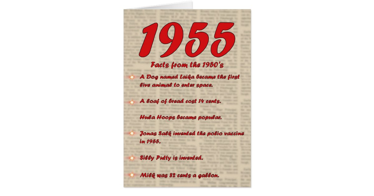 Happy Birthday 1955 Year of birth news 50's 50s Card | Zazzle