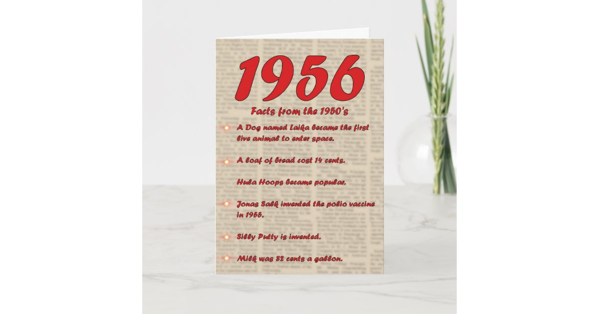 Happy Birthday 1956 Year of birth news 50's 50s Card | Zazzle