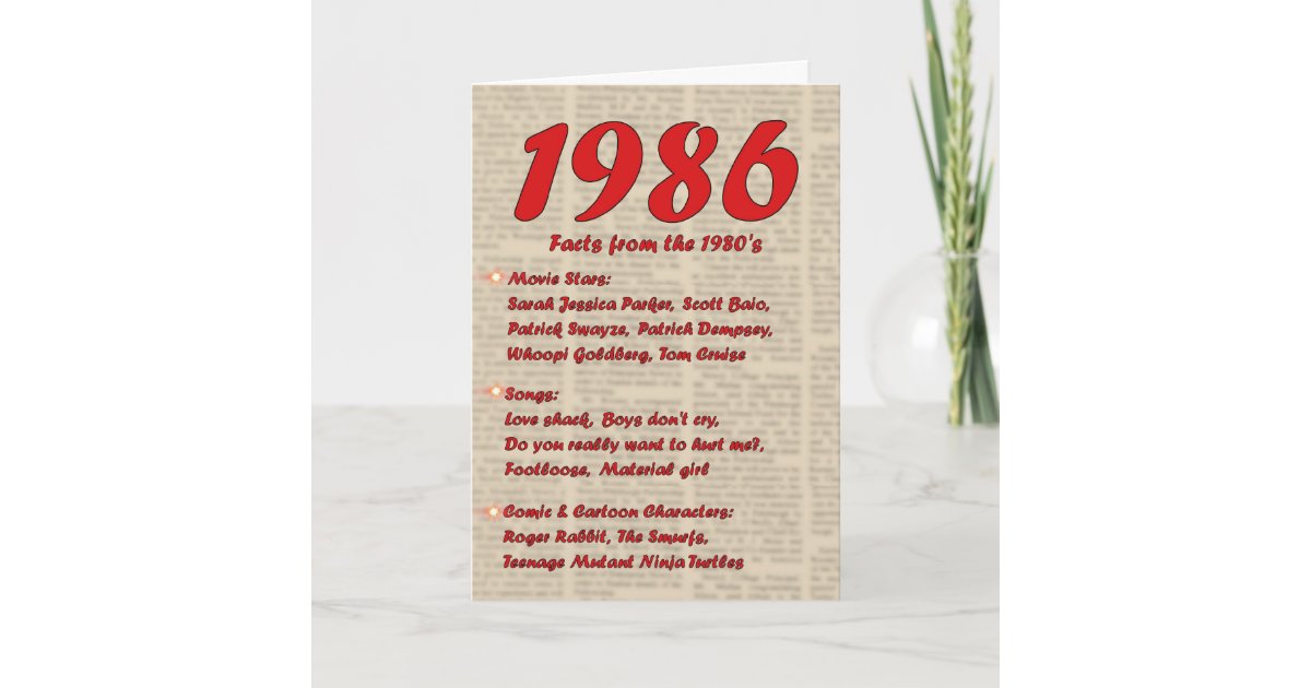 Happy Birthday 1986 Year of birth Neon 80's 80s Card | Zazzle