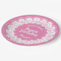 Happy Birthday 70th Pink/White Number Pattern Paper Plates | Zazzle