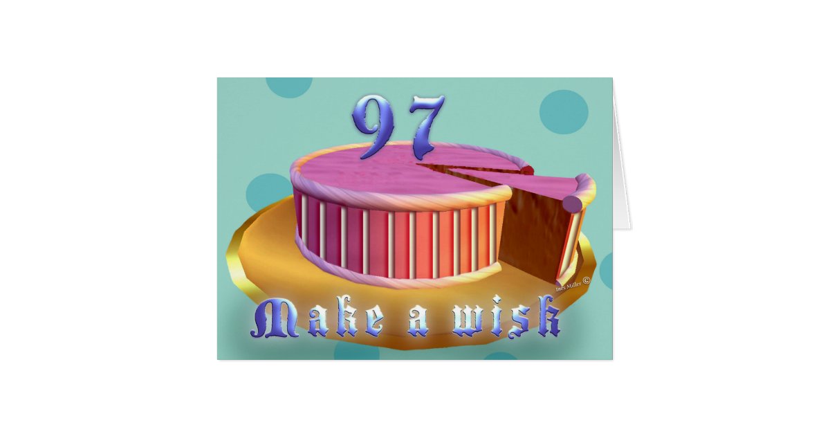 Happy Birthday 97 Pink Cake stripes Birthday Card | Zazzle