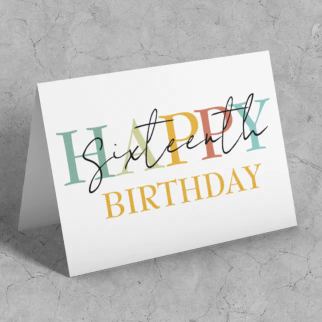 Happy Birthday Age Personalized Colorful Simple Card | Zazzle