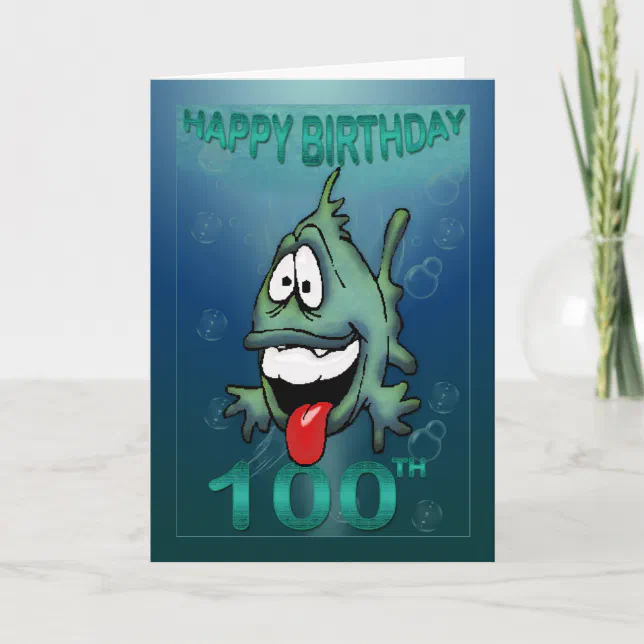 Happy Birthday Ages Happy Fish 100th birthday Card | Zazzle