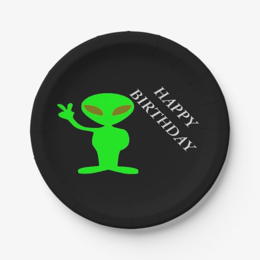 Happy Birthday Alien Paper Plates | Zazzle