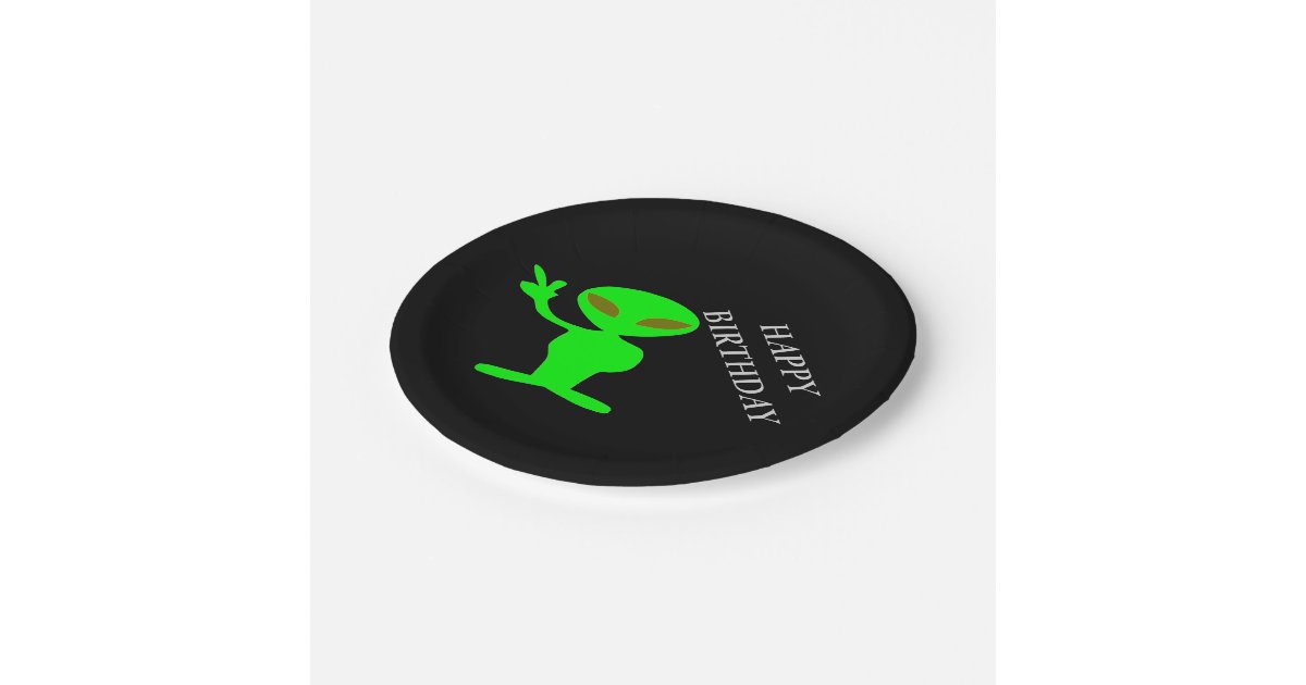 Happy Birthday Alien Paper Plates | Zazzle