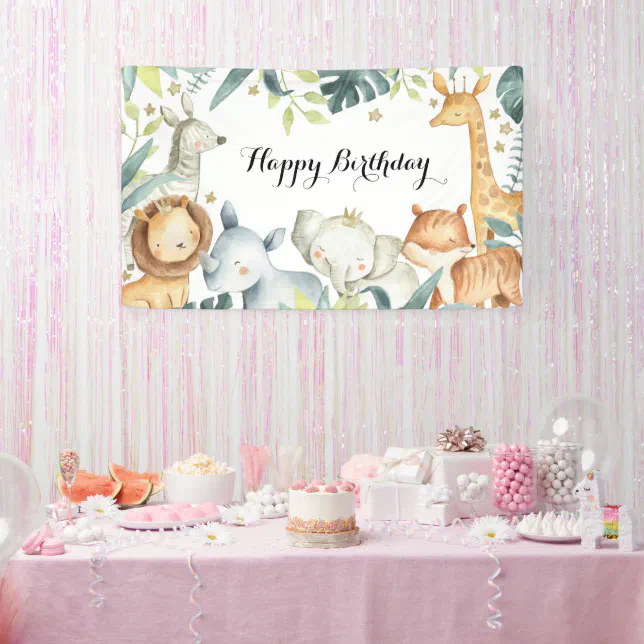 Happy Birthday Animal Banner | Zazzle