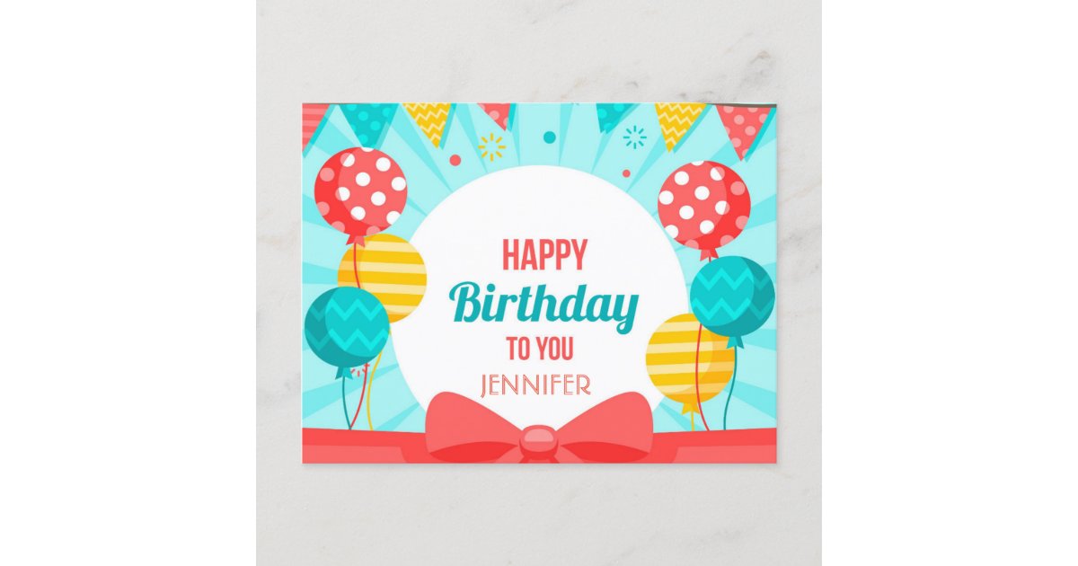 Happy Birthday Announcement Postcard | Zazzle.com