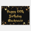 Happy Birthday Any Age Black and Gold Stars Sign | Zazzle