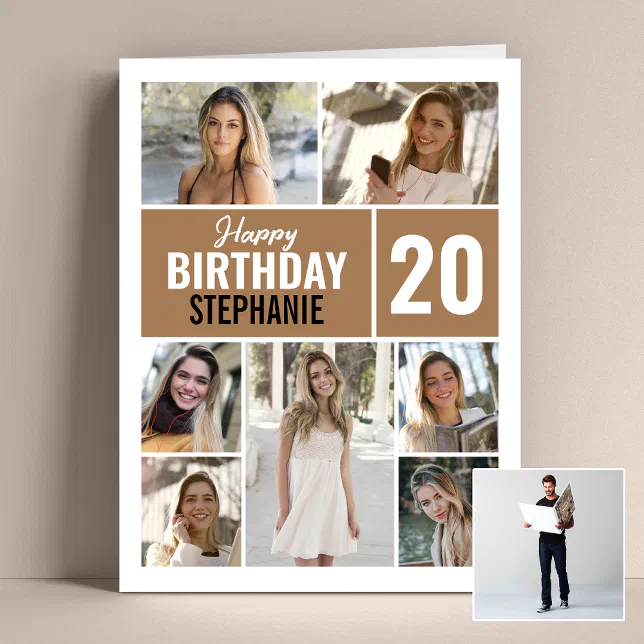 Happy Birthday Any Age Photo | Collage Jumbo Card | Zazzle