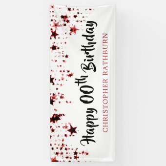 Happy Birthday ANY YEAR Red Stars Name Banner | Zazzle