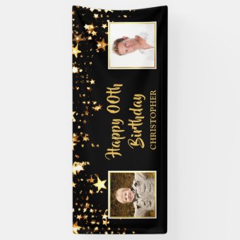 Happy Birthday ANY Year Then & Now Photos Banner | Zazzle