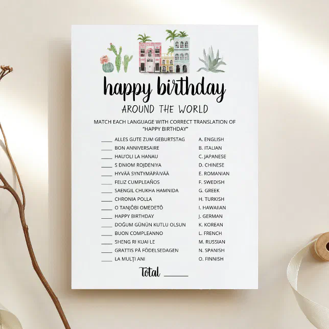 Happy Birthday around the world Birthday Game Card | Zazzle