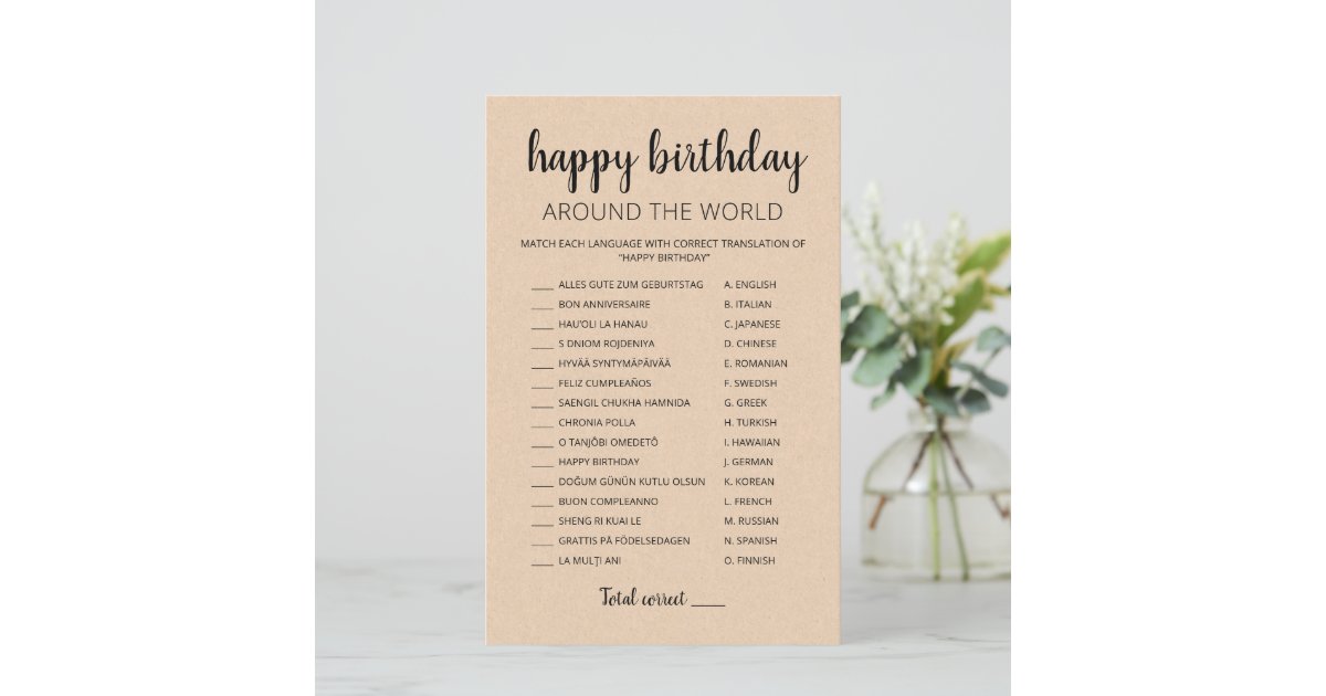 Happy Birthday Around The World editable game | Zazzle