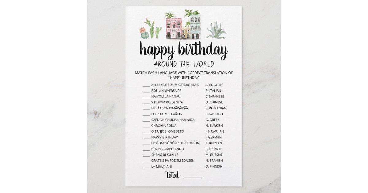 Happy Birthday Around The World editable game | Zazzle