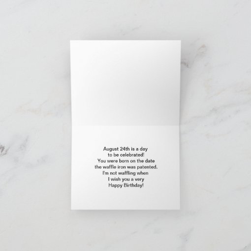 Happy Birthday, August 24, Texas Waffle Card | Zazzle
