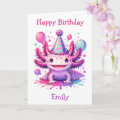 Happy Birthday Axolotl Themed Personalized Card | Zazzle