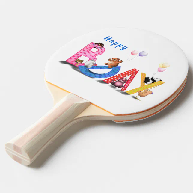 Happy Birthday - Baby Bears Party Celebration Fun Ping Pong Paddle | Zazzle