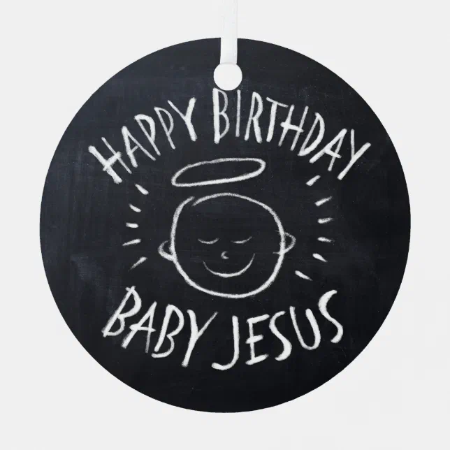Happy Birthday Baby Jesus Christian Christmas Metal Ornament | Zazzle