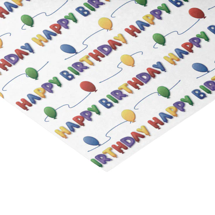 Happy Birthday Balloon Colorful Tissue Paper | Zazzle