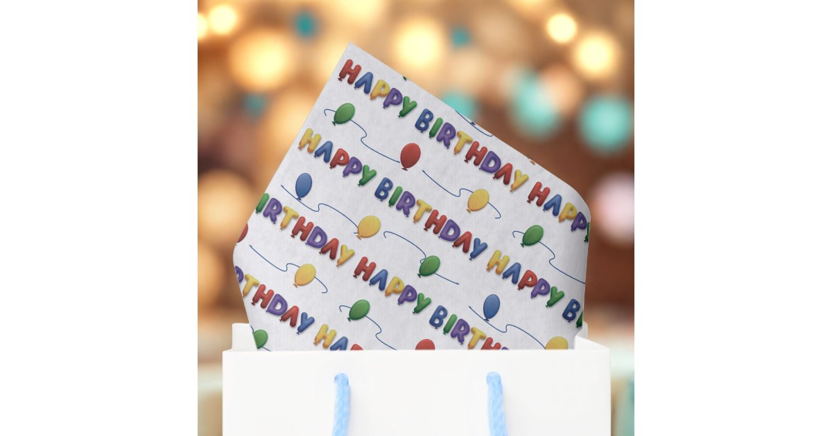 Happy Birthday Balloon Colorful Tissue Paper | Zazzle