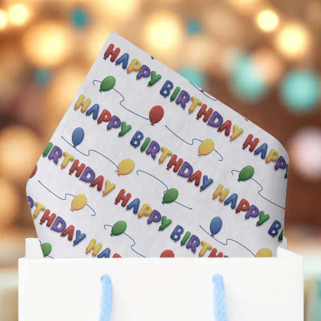 Happy Birthday Balloon Colorful Tissue Paper | Zazzle