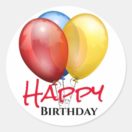 Happy Birthday Balloons Classic Round Sticker | Zazzle.com