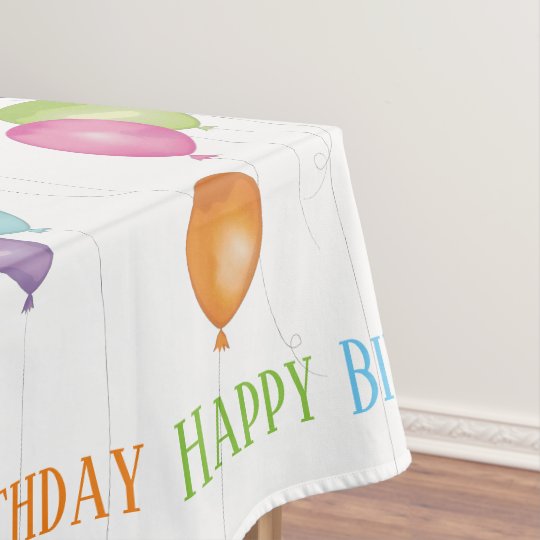 Happy Birthday Balloons Editable Table Cloth | Zazzle.com