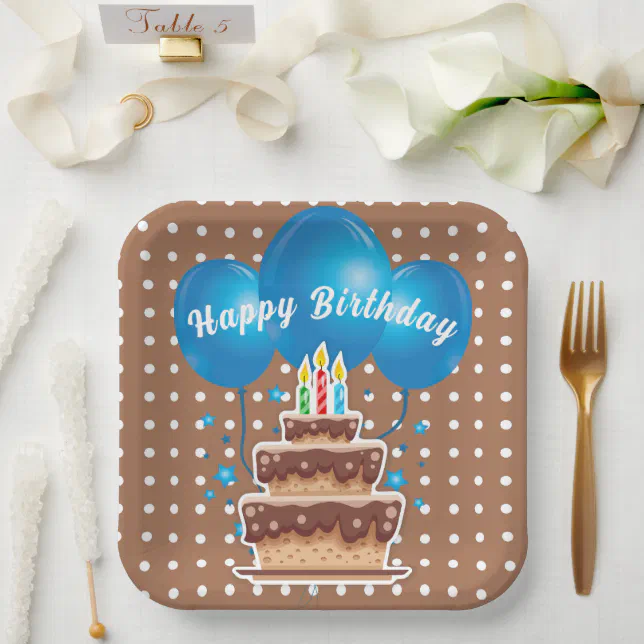 Happy Birthday Balloons Paper Plates | Zazzle
