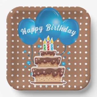 Happy Birthday Balloons Paper Plates | Zazzle