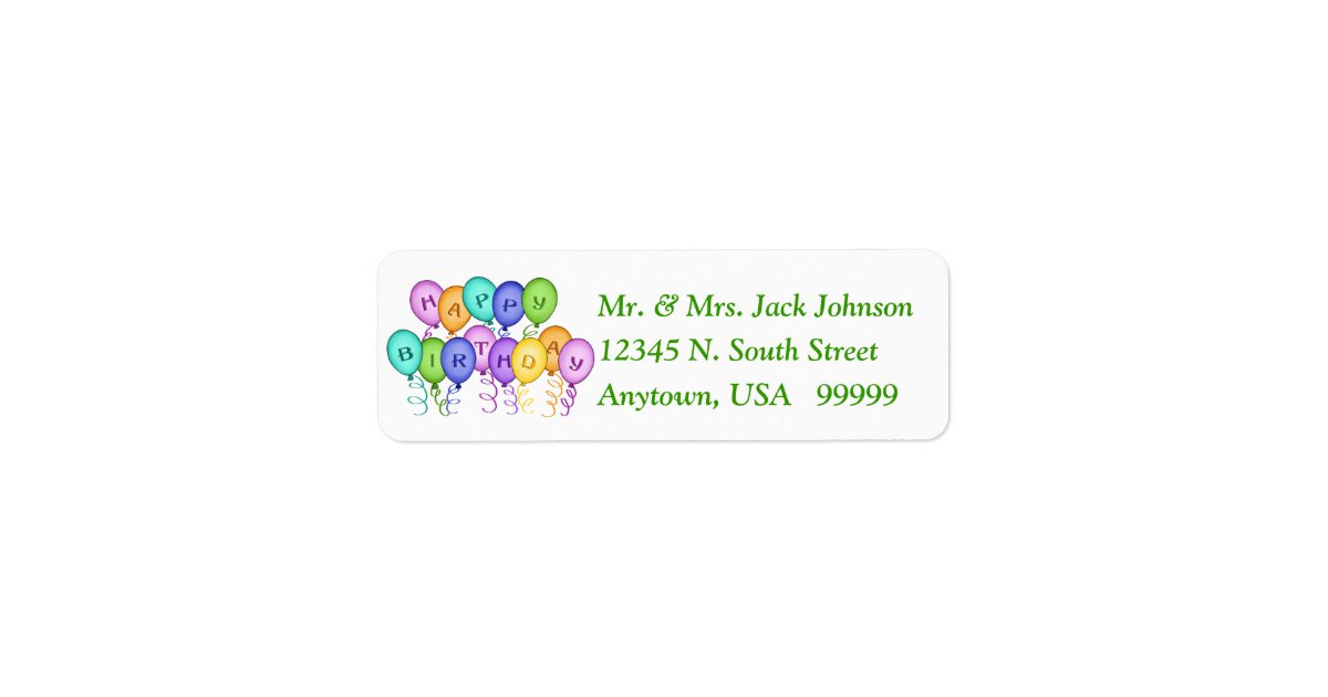 Happy Birthday Balloons Return Address Labels | Zazzle