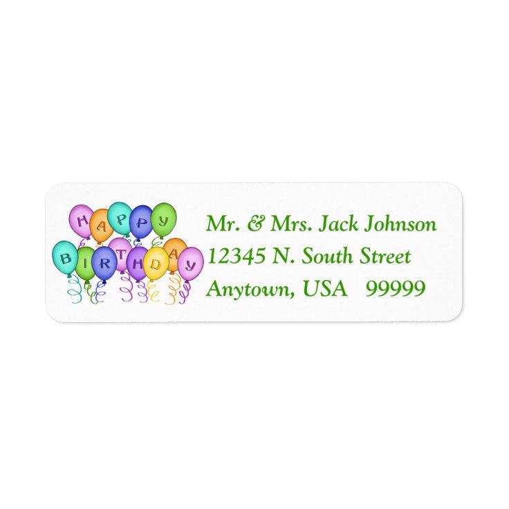 Happy Birthday Balloons Return Address Labels | Zazzle