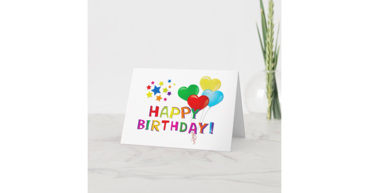 Happy Birthday Balloons Stars Card | Zazzle
