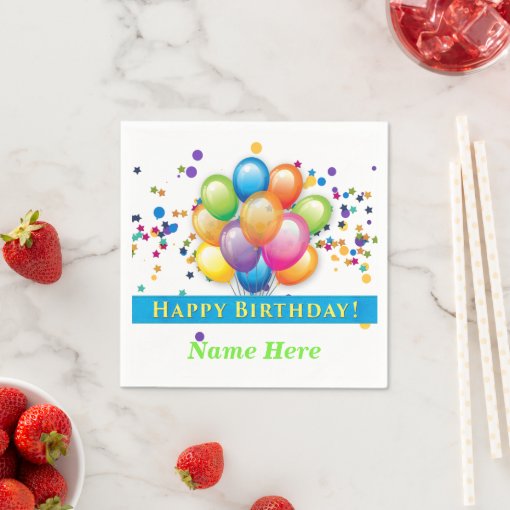 Happy Birthday Balloons - TEMPLATE CUSTOMIZE Napkins | Zazzle