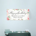 Happy Birthday Banner 19th Elegant Pink Peony | Zazzle