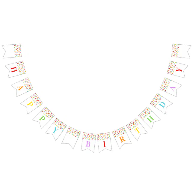 Happy Birthday Banner Rainbow Confetti | Zazzle