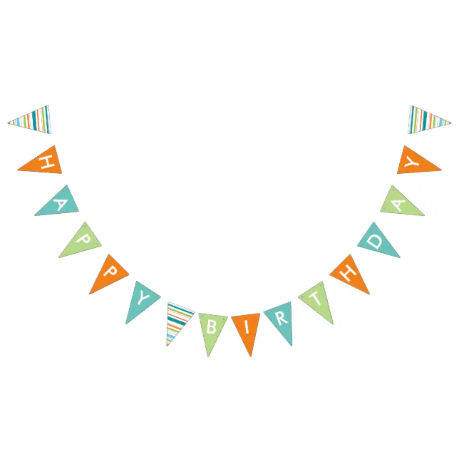 Happy Birthday Banner with Stripes | Zazzle