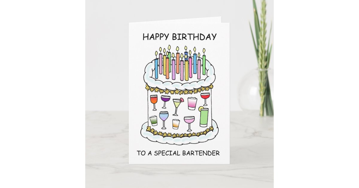 Happy Birthday Bartender Mixologist Card | Zazzle