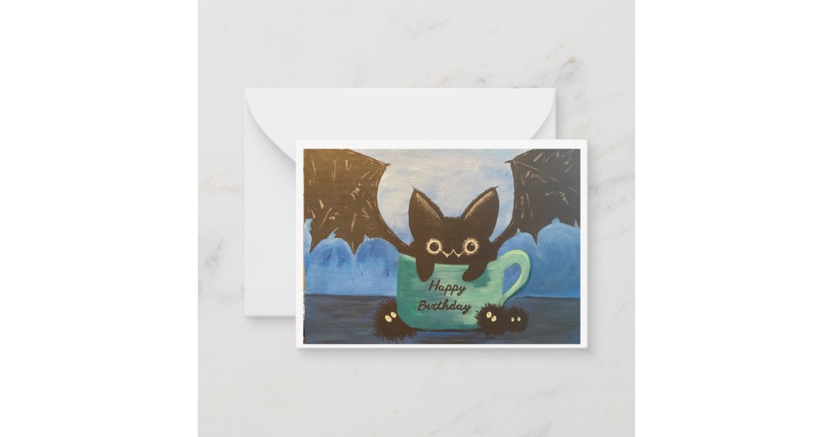 Happy Birthday Bat Note Card | Zazzle