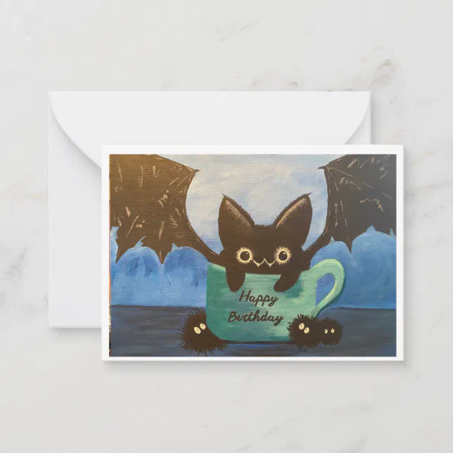 Happy Birthday Bat Note Card | Zazzle