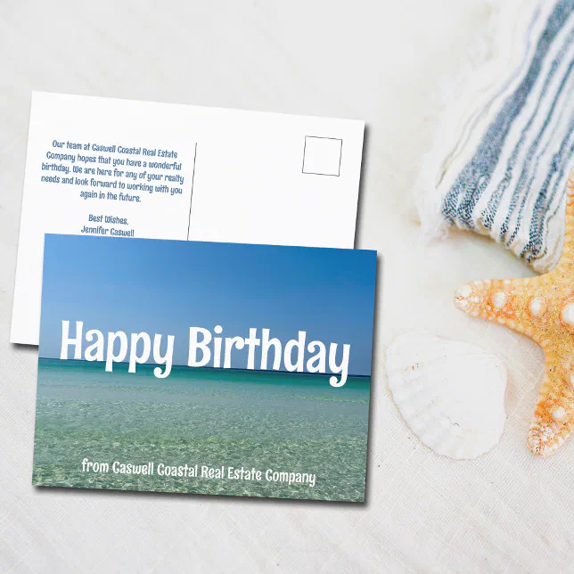 Happy Birthday Beach Company Custom Coastal Postcard | Zazzle
