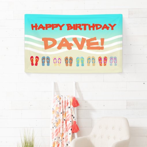 Happy Birthday Beach Party Custom Banner | Zazzle
