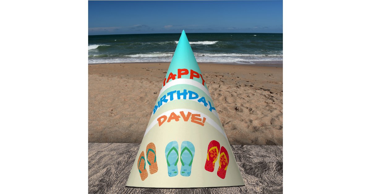 Happy Birthday Beach Party Custom Party Hat | Zazzle