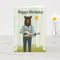 Happy Birthday - Bear playing Banjo Birthday Card | Zazzle