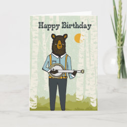Happy Birthday - Bear playing Banjo Birthday Card | Zazzle