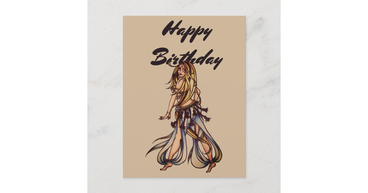 Happy Birthday Belly Dancer Postcard | Zazzle