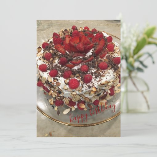 Happy Birthday Berry Cake Card | Zazzle