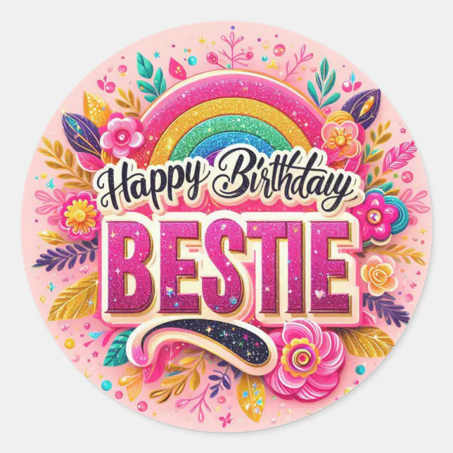 Happy birthday bestie sticker | Zazzle