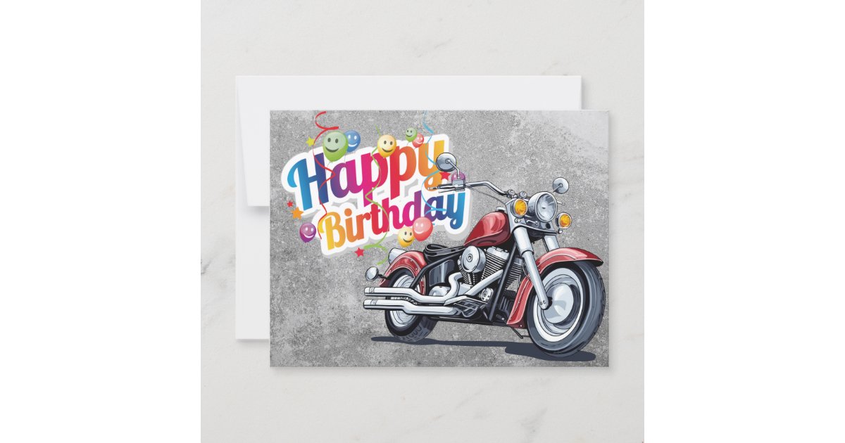Happy birthday! biker postcard | Zazzle