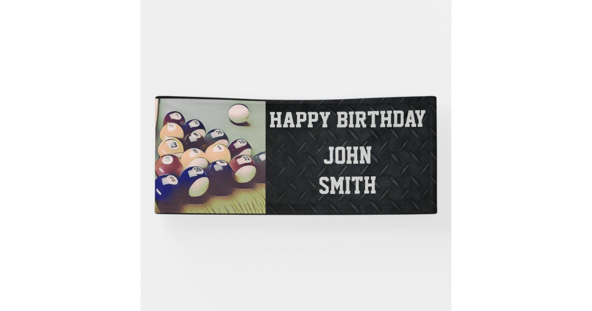 Happy Birthday Billiards Men's Banner | Zazzle