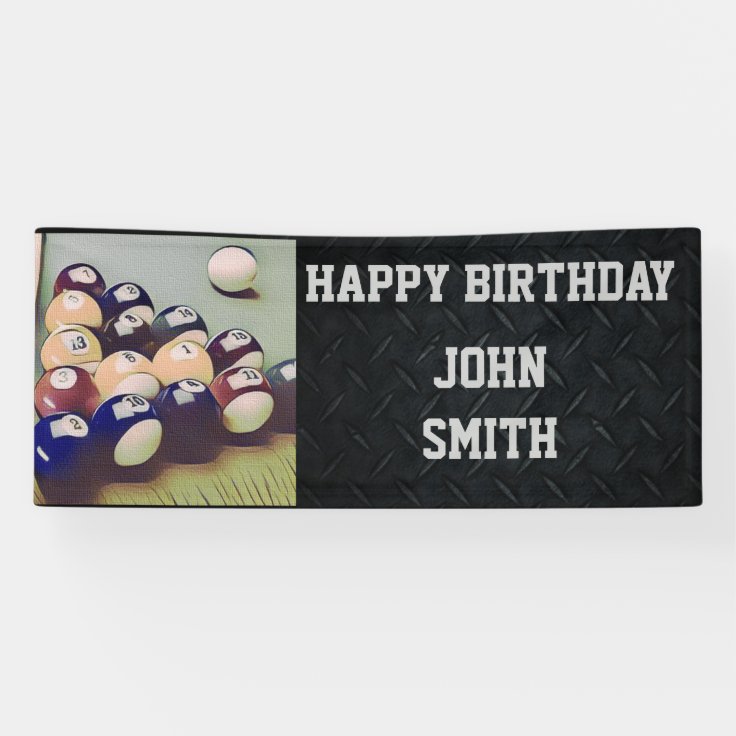 Happy Birthday Billiards Men's Banner | Zazzle